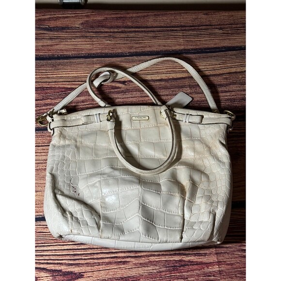 Coach | Bags | Coach Madison Sophia Crocodile Embossed Leather Shoulder ...